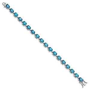 IceCarats 925 Sterling Silver Blue Topaz 6.5 inch Chain Gemstone Tennis Bracelet