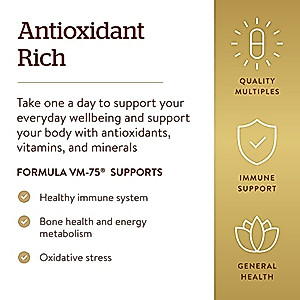 Solgar Formula VM-75 - Multivitamin with Chelated Minerals - Vitamin A, B6, B12, C, D, E - Biotin, Magnesium, Calcium, Iron, Zinc - Vegan Gluten/ Dairy Free - 180 Count (Pack of 1), Cream