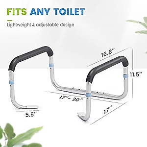 OasisSpace Medical Toilet Safety Rail - Adjustable Compact Support Frame with Hand Rails for Bathroom Toilet Seat - Easy Installation for Handicap, Elderly