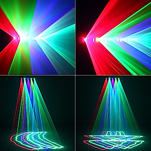 U`King Stage Laser Light DJ Light, 5 Beam Effect Sound Activated DJ Party Lights RGBYC LED Projector Party Lights Music Lights with Remote Control DMX for Dancing Birthday Bar Pub Stage Lighting