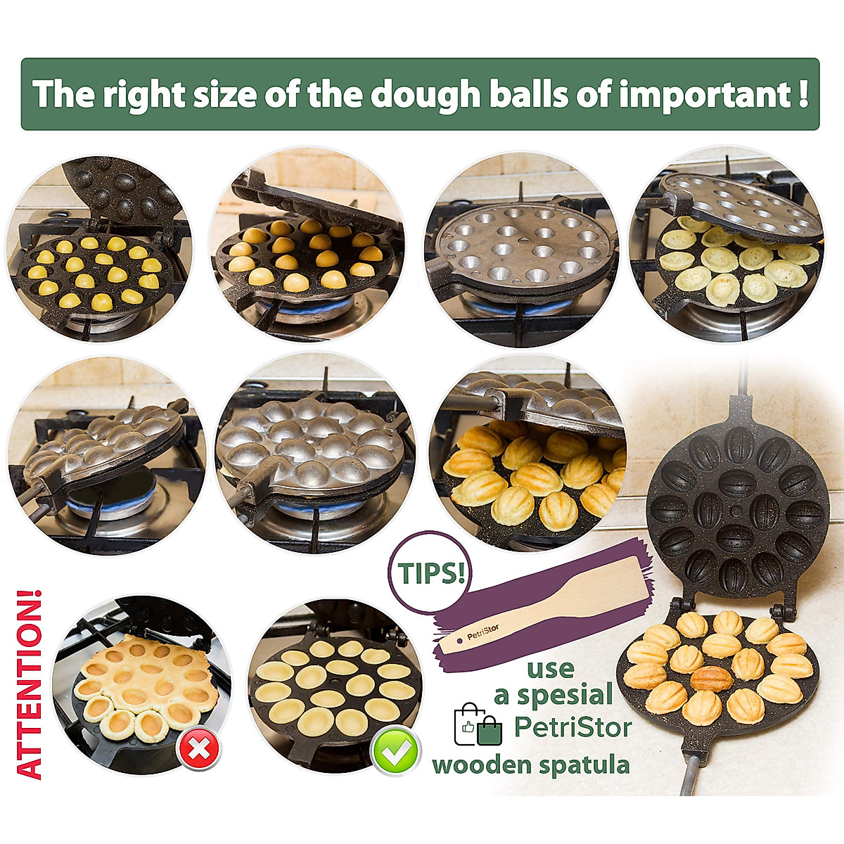 Walnut Cookie Mold Maker 16 Non-Stick Granite - Oreshki Mold Maker - Walnut Cookie Maker Oreshek - Oreshnitsa Maker - Nutty Maker - Oрешница Russian - Nut Cookies Maker - Oreshki Maker Molds