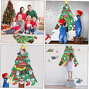 Toyvian Felt Christmas Tree Blush Set Lip Gloss Set Bling Decor Felt Xmas Tree Toddler Ornament Childrens Nativity Set for Kids Christmas Wall Hanging Xmas Decorations 3D DIY Felt Ornament