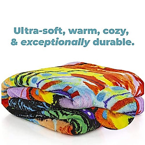 Dawhud Direct Colorful Elephant Fleece Blanket for Bed 50" x 60" Dean Russo Elephant Fleece Throw Blanket for Women, Men and Kids Super Soft Plush Elephant Blanket Throw Blanket for Elephant Lovers