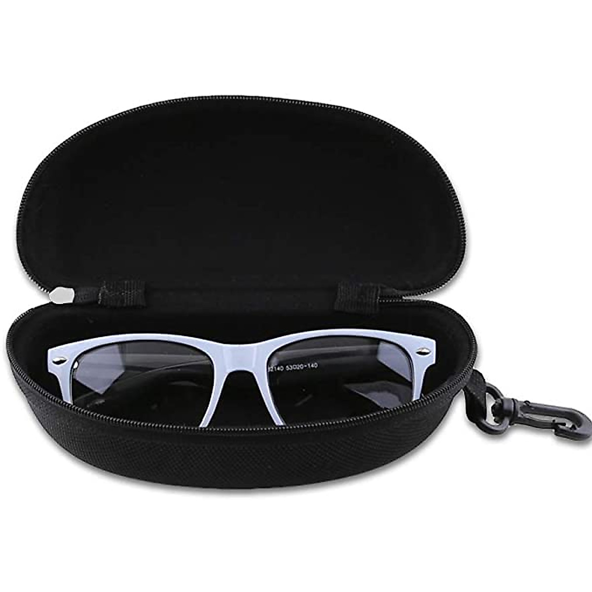 alladaga 3 Pack Zipper Shell Eyeglasses and Sunglasses Case with Plastic Carabiner Hook (Black)