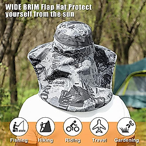 Mens Womens Sun Hat with Neck Flap UPF 50+Waterproof Fishing Hiking Safari Hat Cap with UV Protection