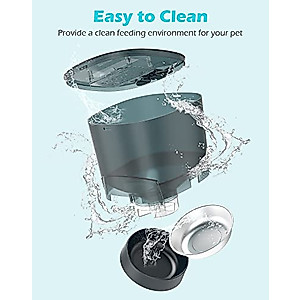 Automatic Cat Feeder, HoneyGuaridan 6.5L Pet Feeder for Cats and Dogs Dry Food Dispenser with Desiccant Bag, Stainless Steel Bowl, 6 Meals Portion Control, Dual Power Supply &10s Voice Recorder