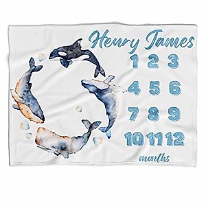 Personalized Whale Baby Blanket,Whale Blanket,Baby Blanket Whale,Baby Whale Security Blanket,Baby Whale Theme,MIlestone Whale Blanket For Kids,Swaddle Blanket Whale,Baby Boy Whale, Baby Blanket Ocean
