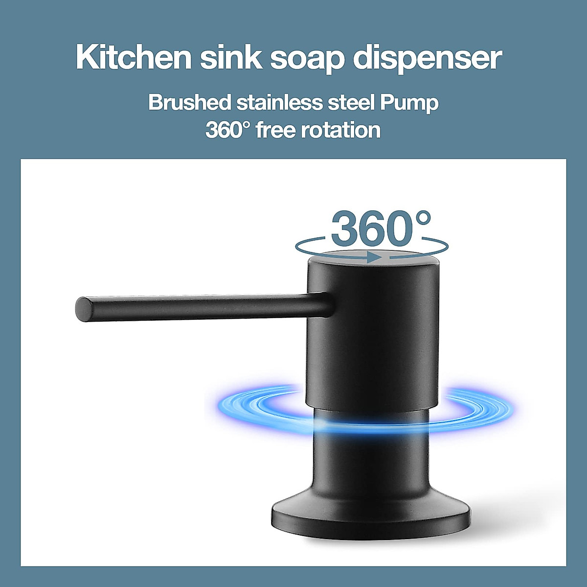Matte Black Kitchen Sink Soap Dispenser, Ouen Countertop Pump Hand Lotion Built in Pump Soap Dispensers, Stainless Steel Sink Soap Dispenser Pump with 17oz Large Liquid Soap Bottle