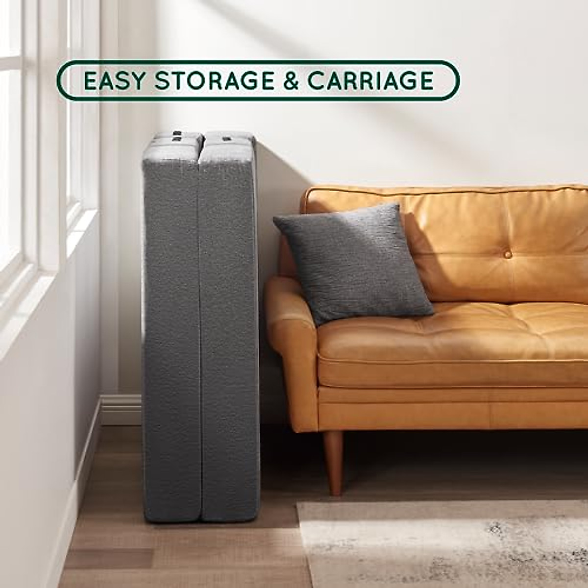 Z-hom Folding Sofa Bed, 6 inch Memory Foam Couch, Convertible Sleeper Chair Floor Mattress Couch, Folding Mattress with Pillow & Washable Cover for Living Room/Bedroom/Guest 76" x 39" x 6"(Dark Grey)