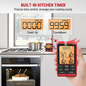 TempPro H29 Wireless Meat Thermometer with 4 Probes, 1000FT Smoker Thermometer for Grilling and Smoking, Meat Probe BBQ Thermometer for Oven and Grill