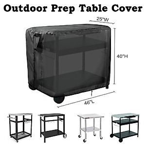 Andacar Prep Table Cover for Expert Grill Outdoor Food Prep Cart, 46inch Outdoor BBQ Cart Cover Waterproof Buffet Grill Table Cover Bar Tool Cart Cover