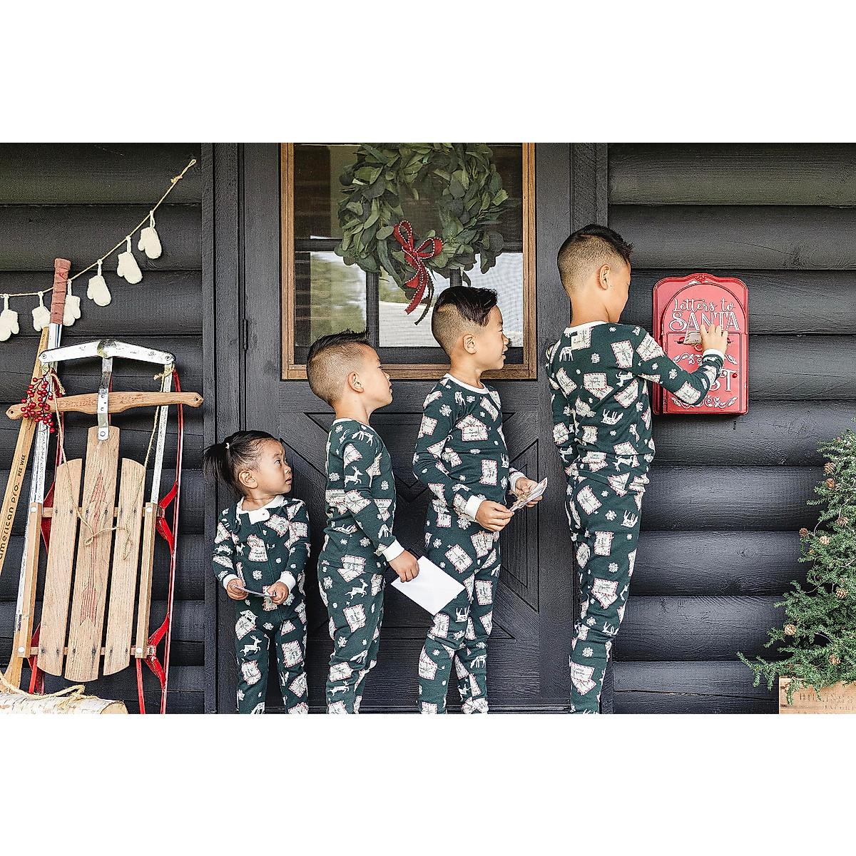 Burt's Bees Baby Baby Toddler 2-Piece Family Jammies Matching Holiday Organic Cotton Pajamas, Letters to Santa, 4T