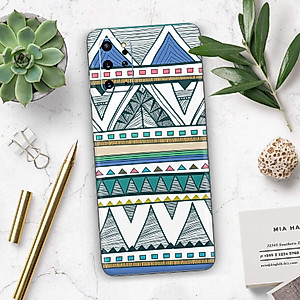 DesignSkinz Abstract Blue and Green Triangle Aztec Protective Vinyl Decal Wrap Skin Cover Compatible with The Samsung Galaxy S20 (Screen Trim & Back Glass Skin)