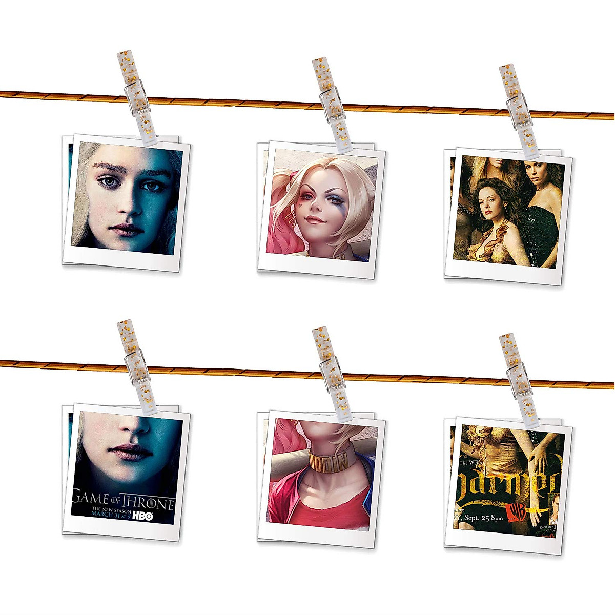 100 Pieces Clear Plastic Utility Paper Clip, Photo Paper Peg Pin, Clothes Line Clips, Craft Clips, 3.5 x 0.5cm x 0.7cm (Gold Glittered)