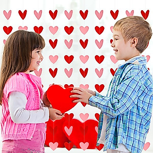 CCINEE 10 Pack Valentines Red Pink Heart Hanging Garland Banners Paper Heart Hanging String Garlands Valentine Hanging Heart Decoration for Valentine's Day Wedding Engagement Home Party Decor