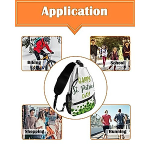 Sling Backpack, St.Patrick's Day Shamrocks Green Waterproof Lightweight Small Sling Bag, Travel Chest Bag Crossbody Shoulder Bag Hiking Daypack for Women Men