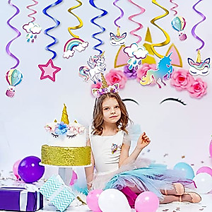 Unicorn Hanging Swirls - 21PCS Rainbow Unicorn Birthday Decorations Ceiling Streamers for Girls Birthday Party Supplies Unicorn Theme Hanging Decor
