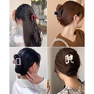 Aonwkan Hair Clips Square Hair Claw Clips - 12 Pieces 2" Matte Hair Clips for Teen Girl Gifts Thin Thick Hair Cute Stuff Nonslip Strong Grip Hair Clamps 12 Colors Jaw Clips Hair Accessories for Women