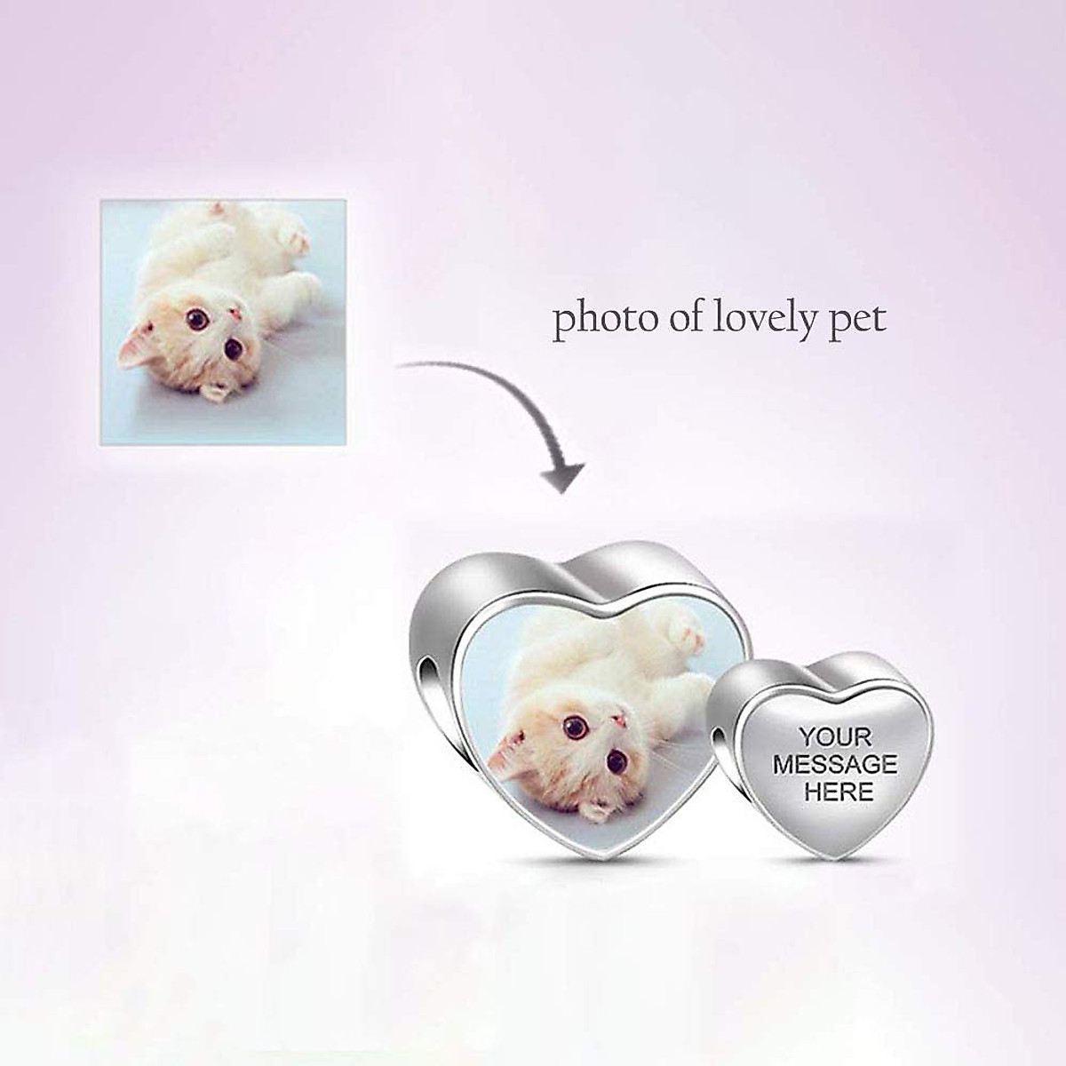 Qxun Custom Photo Charm Bead 925 Sterling SilverPersonalized Heart Picture with Loved Dear Charms Beads Fit Women Bracelet Necklace As Mother Daughter Present(Style 1)