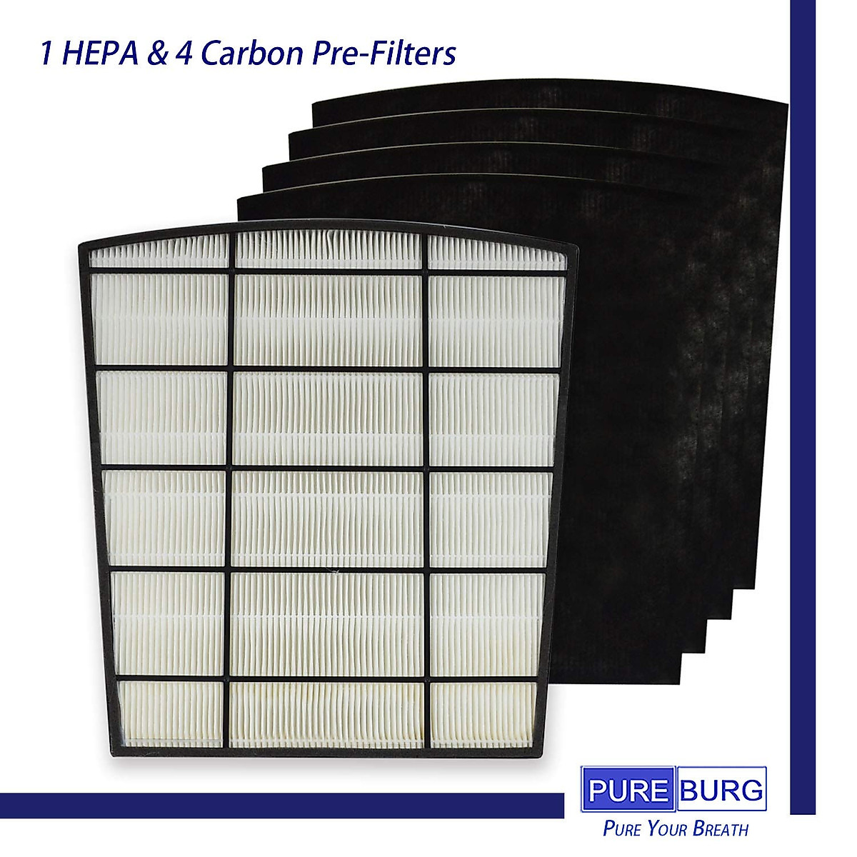 PUREBURG Replacement True HEPA Filter Set Compatible with LivePure LP-HF550 LP-PF150 Fits LivePure LP550TH Bali Multi-Room Air Purifier,H13 Activated Carbon