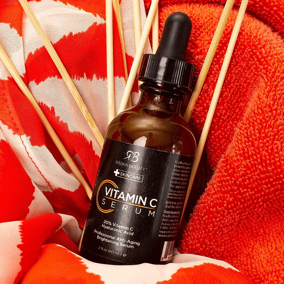 Radha Beauty Natural Vitamin C Serum 2oz, Vitamin C, Vitamin E, Hyaluronic Acid and Aloe, Facial Serum for Anti-Aging Wrinkles, Dark Spots, Fine Lines