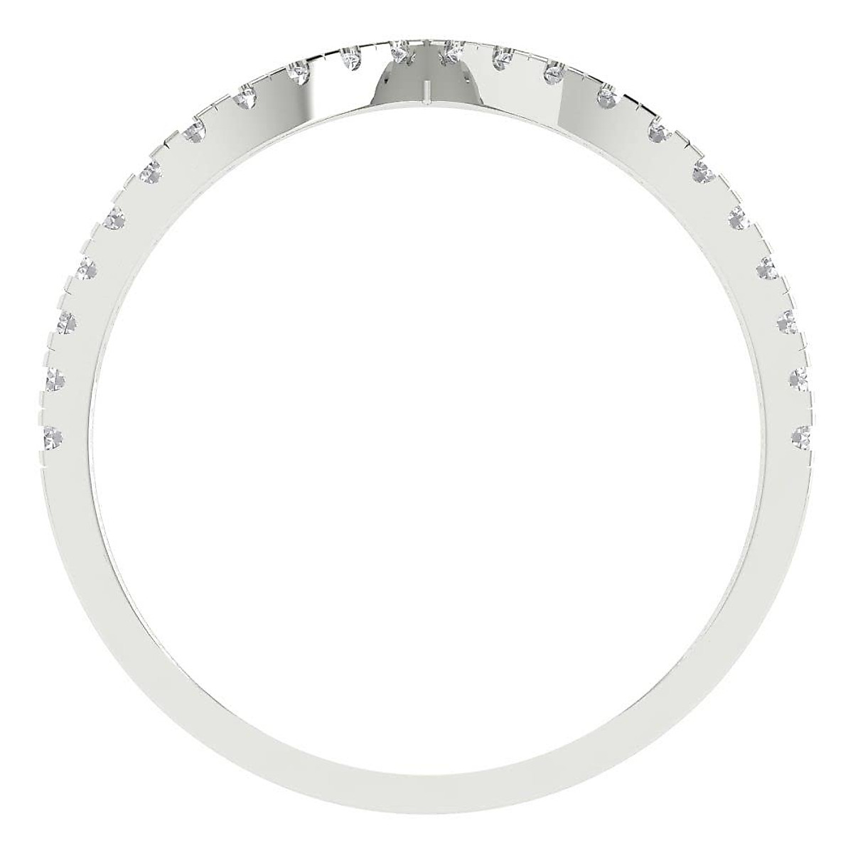 0.12 ct Round Cut Clear Simulated Diamond 14k White Gold Stackable Wedding Engagement Promise anniversary Band Sz 7.5