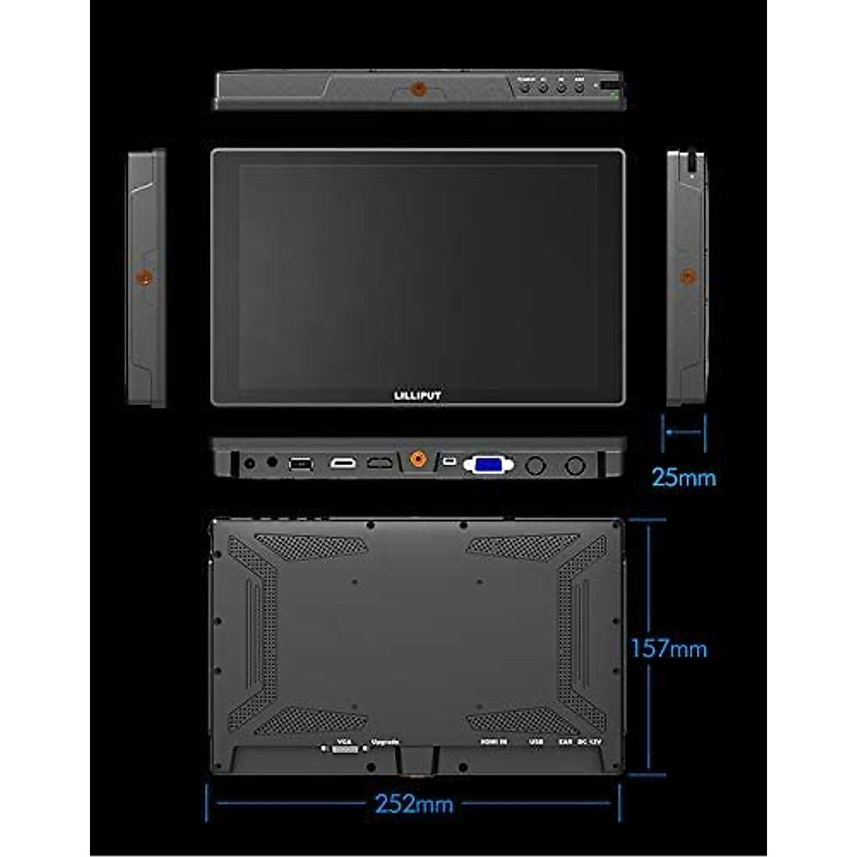 LILLIPUT FA1016/C 10.1" IPS FHD 1000:1 HDMI/VGA Supports 4K 30Hz Glass+Glass Technology Monitor (FA1016/C)