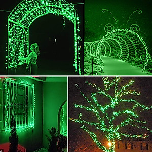 Minetom St. Patrick's Day Mini String Lights, 100 Count 27 Feet Detachable Incandescent Bulb Waterproof Green Fairy Lights Plug in for Indoor Outdoor Party Patio Christmas Decoration, Green Wire