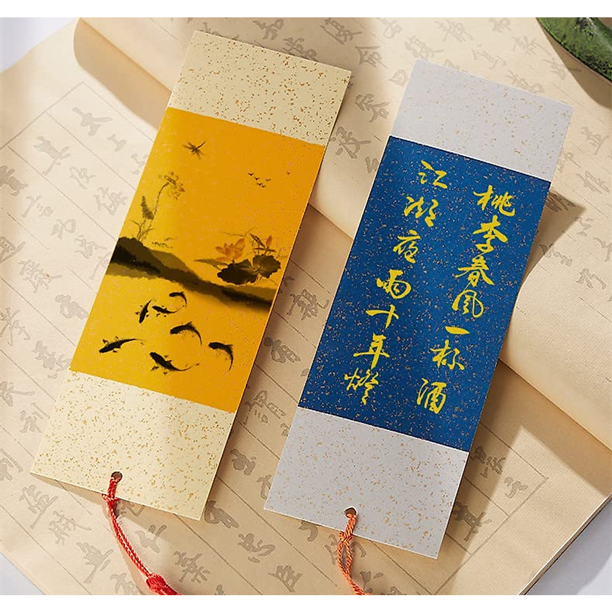 SQ091 Hmayart DIY Blank Bookmarks Semi-Sized Paper with Roe Gold Effect for Painting and Calligraphy 20 Sheets