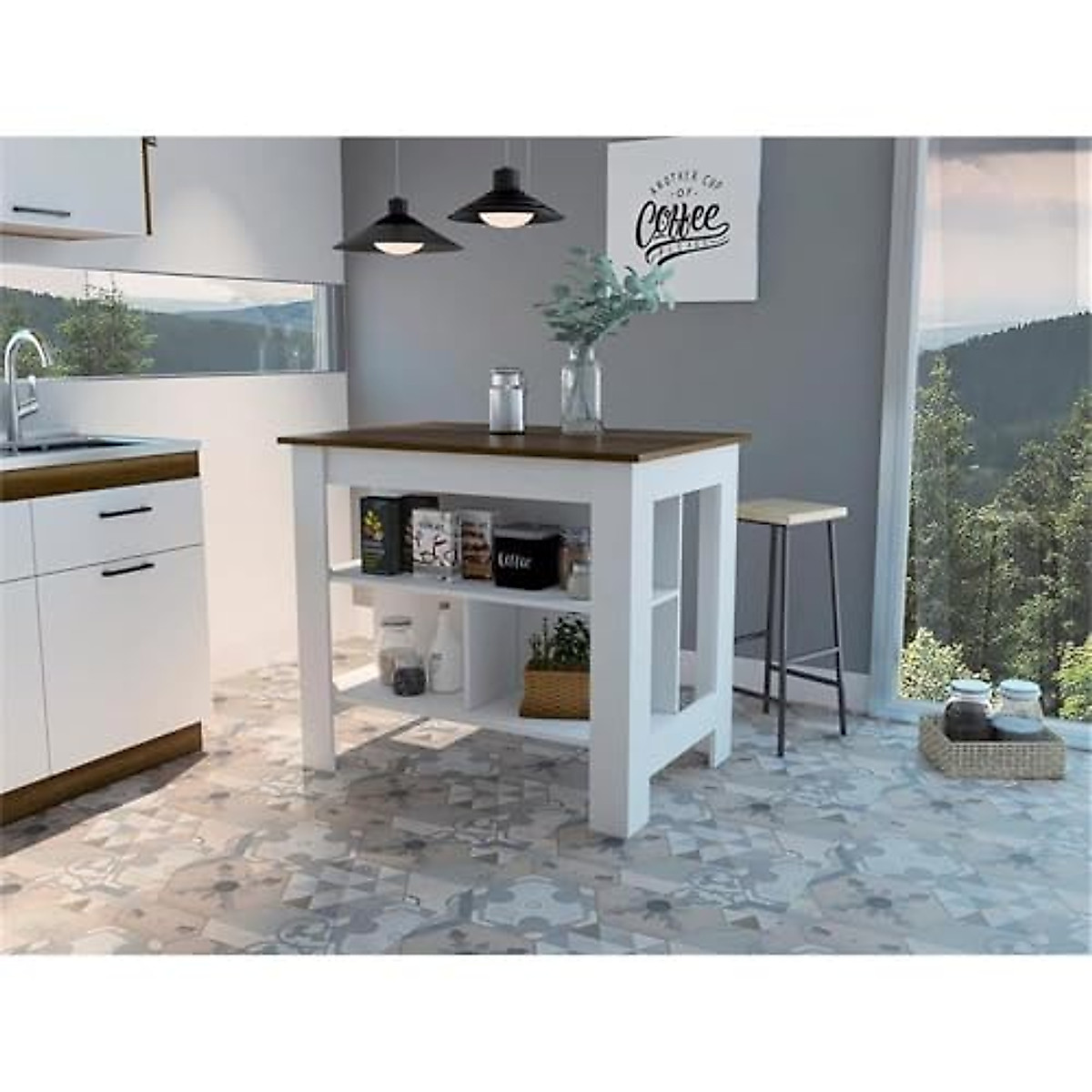 TUHOME Cala Kitchen Island Engineered Wood Kitchen Islands in Multi-Color