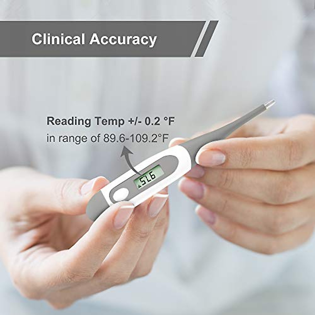 Easy@Home Digital Oral Thermometer for Kid, Baby, and Adult, Rectal and Underarm Body Temperature Measurement for Fever with Alarm EMT-021-Gray