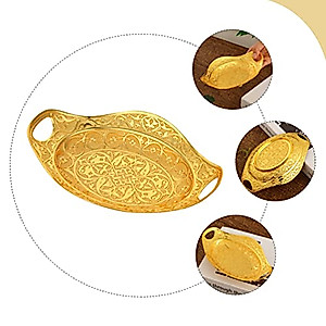 Didiseaon Decorative Metal Serving Tray Golden Snack Plate Fruit Tray European-Style Decorative Tray for Weddings, Upscale Parties, Dessert Table, Cupcake Display