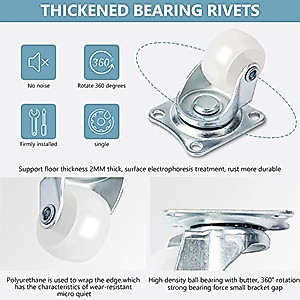 Cofufu 1" Low Profile Caster Wheels Set of 4, No Noise Casters for Furniture with Polyurethane Wheels, Small Rectangle Swivel Caster with 360 Degree Top Plate 22 lbs Weighs Capacity Each Caster