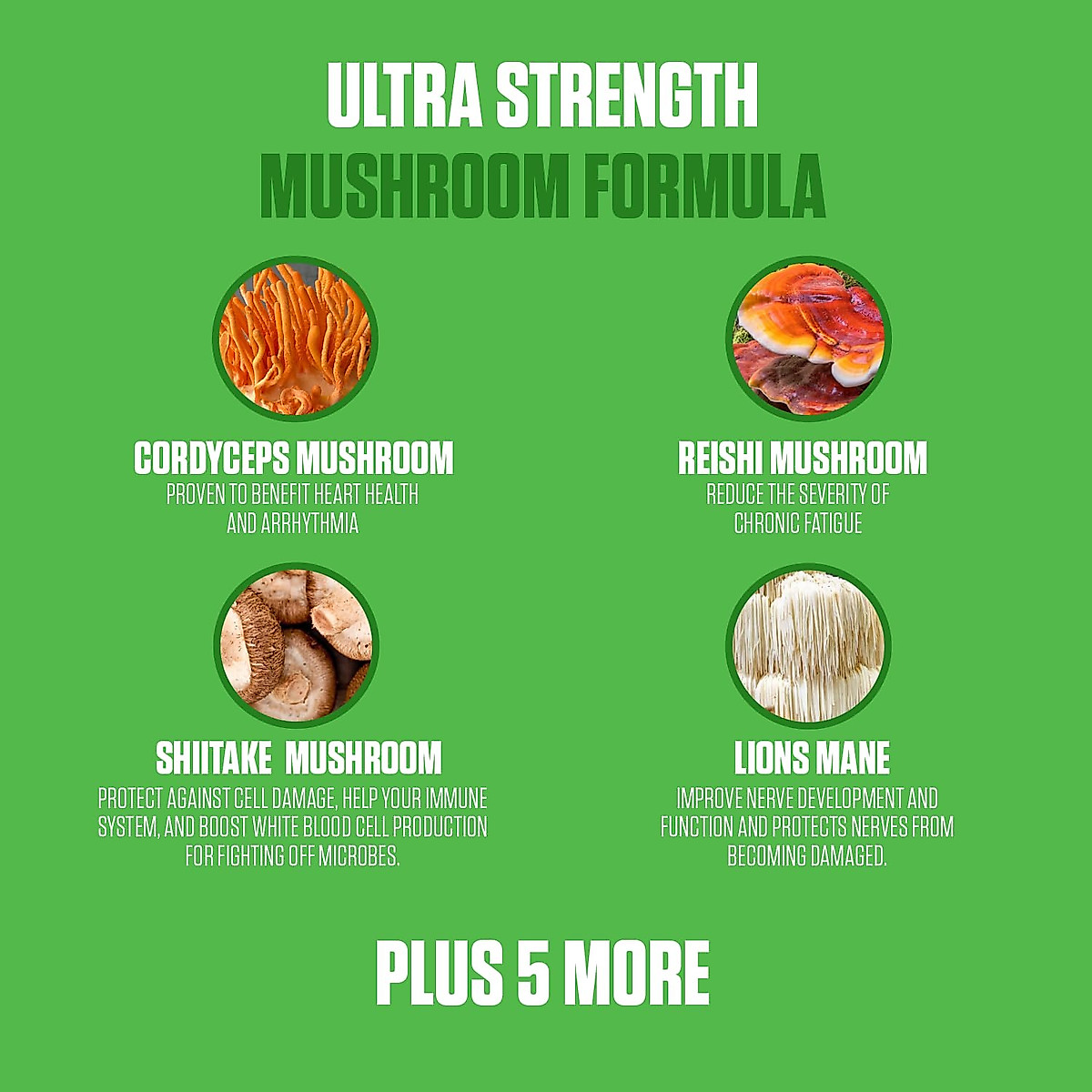 Mushroom Complex 10x Power | #1 Rated Mushroom Supplement w/Cordyceps, Reishi, Shiitake, Lions Mane + More | Boost Immune System, Nootropics, Mental Clarity, Support Overall Health & Wellness