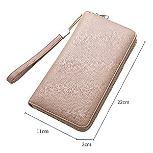 Mitsoly Womens Wallet RFID Blocking Leather Long Purse Zip Around Coin Large Capacity Wristlet 18 Card Slots|Checkbook Organizer for Women