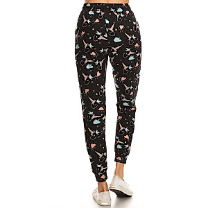 Leggings Depot Women's Relaxed fit Jogger Pants - Track Cuff Sweatpants with Pockets-S506, Small, Unicorn Cloud