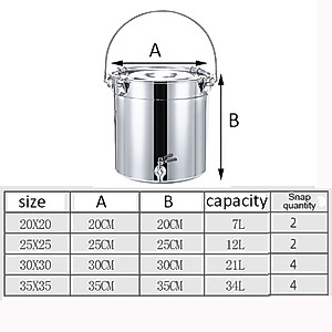 Stock Pot - Soup Pot With Lid, Stock Pot, 201 Stainless Steel Soup Bucket/Sealed Bucket/Transportation Bucket, Wine Tank With Tap, For Water Milk Tea Milk Storage Bucket (Size : 34L)