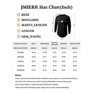 JMIERR Men's 3 Pack Cotton Hipster Hip Hop Longline Crewneck Long Sleeve T-Shirt, T Shirts for men Pack, US 40(M), Black/White/Light Pink