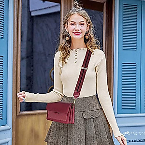 Women Mini Purse Crossbody Shoulder-Bag - Small Square Bag Leather Handbag Guitar Strap Purse for Women(Red)