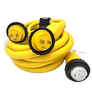 Parkworld 692033A Combiner Marine Shore Power Y Adapter (2) L5-30P Plug 30A Plug to SS2-50R Female 50A Connector 15FT