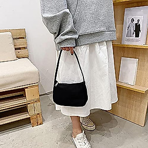 PATOPO Fashion Ladies Shoulder Bags Soft PU Leather Clutch Purses and Handbags Women's Underarm Bags Solid Color Hand Bags Black