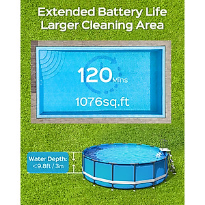 WYBOT Robotic Pool Cleaner with 2.5H Fast Charging, Cycle Cleaning, Ideal for Flat-Bottomed Pools
