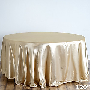 TABLECLOTHSFACTORY Champagne 120" Round Satin Tablecloth