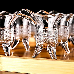 1-Ounce Retro Shot Glasses set of 6 - Drinking like an Ancient King/Queen - Unique Clear Glass Sipping Cup Dispenser Bulk for liquor Soju tequila Whiskey Baijiu