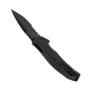Kershaw Lateral Folding Pocket Knife, Black Serrated 3.1 inch Blade, Every Day Carry, Pocketclip