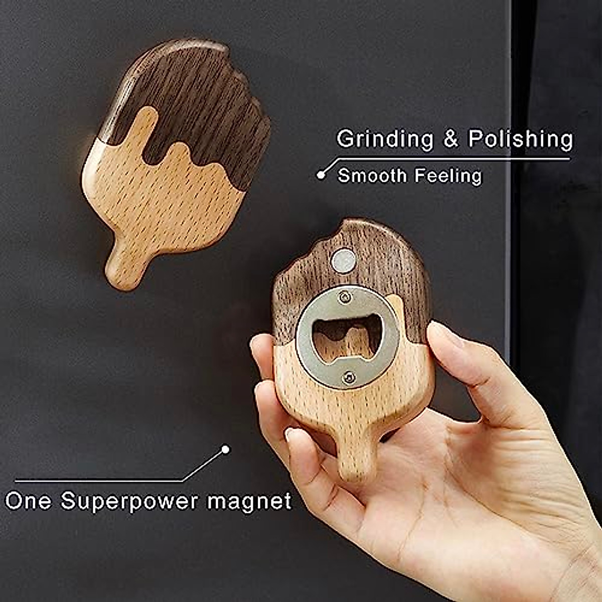 Ice Cream Wooden Bottle Opener Freezer Magnet with Wax as
