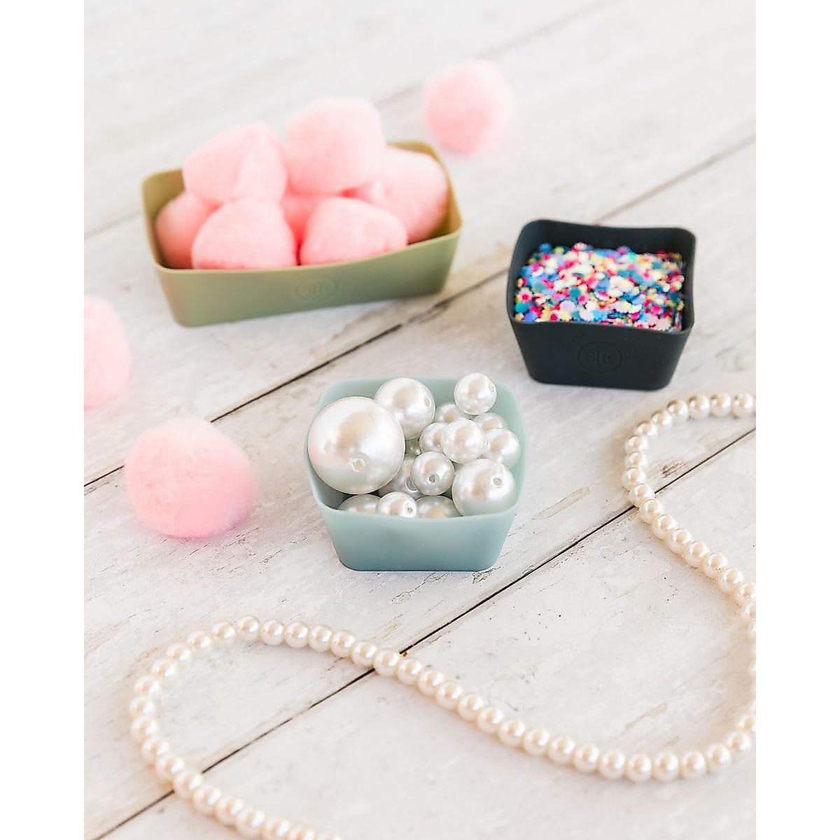 The Silicone Kitchen Reusable Silicone Bento Baking Cup, Non-Toxic, BPA Free, Dishwasher Safe Bento Box Accessories Lunch Box Dividers, Square and Rectangle, 24 Pack, Blue, White, Green