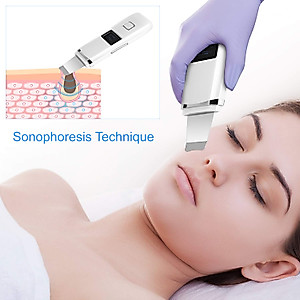 Skin Scrubber Face Spatula, Facial Skin Exfoliator Scraper and Blackhead Remover Pore Cleaner with 5 Modes LED Display, Face Lifting Tool Comedones Extractor for Facial Deep Cleansing.