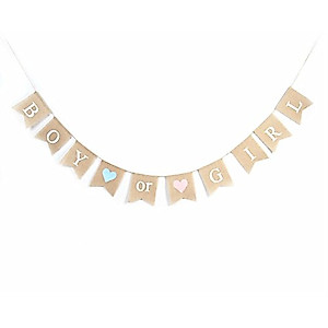 Gender Reveal Party - Baby Shower Decorations -"BOY or GIRL" Burlap Banner by Akak Store - Pregnancy Announcement