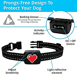 Small Dog Bark Collar Rechargeable - Anti Barking Collar for Small Dogs - Smallest Most Humane Stop Barking Collar - Dog Training No Shock Bark Collar Waterproof - Safe Pet Bark Control Device